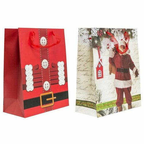 Набор из 2-х пакетов подарочных "Санта", ламинированных 26x32x12 см.