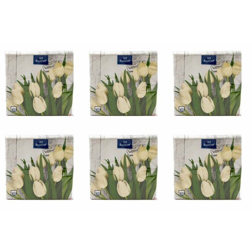 Bouquet Салфетки бумажные De Luxe Белые тюльпаны, 25 шт, 6 уп.