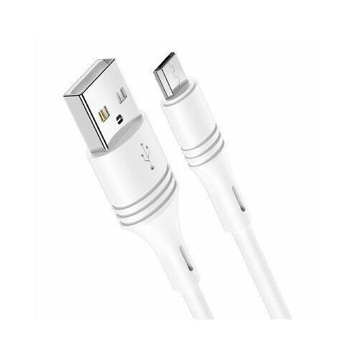 Кабель Borofone BX43, microUSB - USB, 2.4 А, 1 м, PVC оплётка, белый