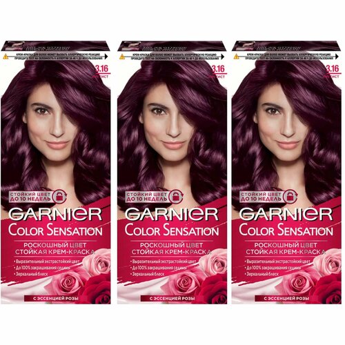 GARNIER Color Sensation Краска для волос 3.16 Аметист, набор 3 краски