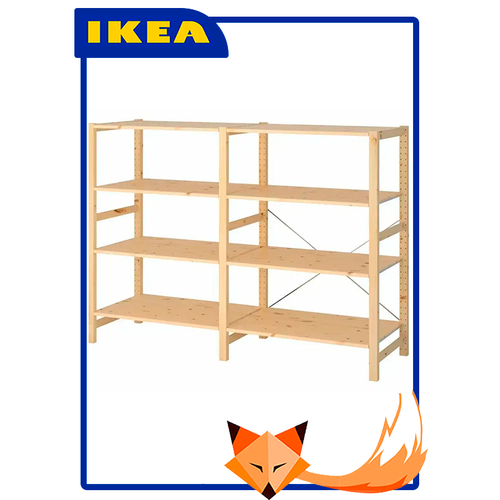 Стеллаж деревянный напольный IKEA Ivar 174х30х124 см, 8 полок, сосна
