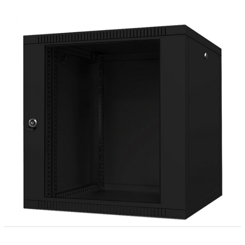 Телекоммуникационный серверный шкаф 19 дюймов настенный 12u 600х450 черный дверь стекло, Alvm-b12.450b
