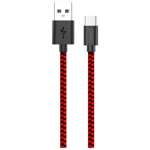 Дата-кабель PERO DC-04 Type-C, 3А, 2м, Red-black (Fast Charge)