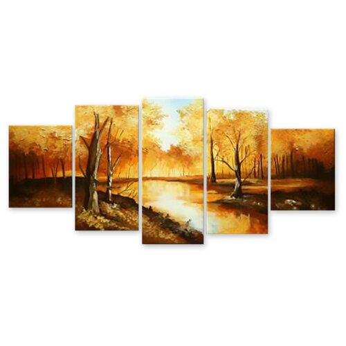 Модульная картина на холсте "Золотой лес" 150x70 см