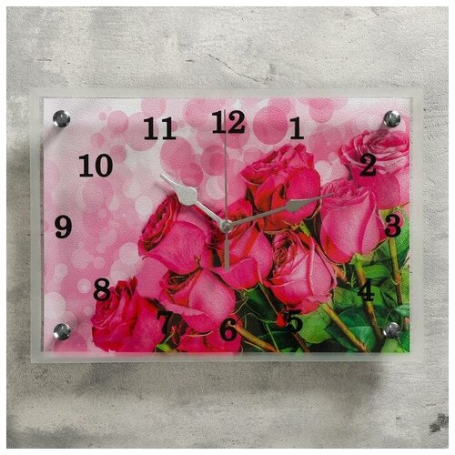 Часы настенные, серия: Цветы, "Розовые розы", 25х35 см