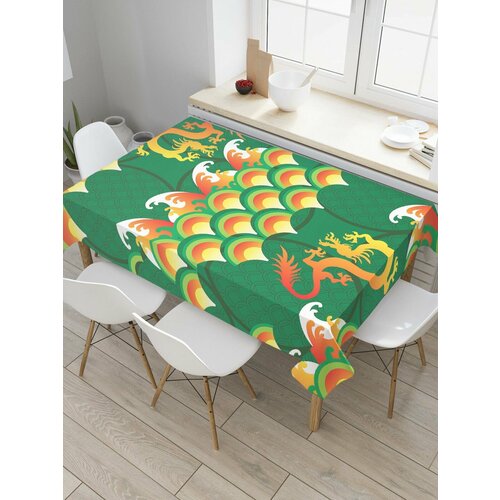 Прямоугольная тканевая скатерть на стол JoyArty с рисунком "Огненные драконы" 120 на 145 см