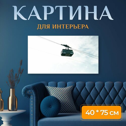 Картина на холсте "Канатная, небо, намсан" на подрамнике 75х40 см. для интерьера