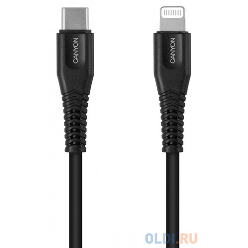 Кабель Canyon USB Type-C - Lightning MFI (CNS-MFIC4), 1.2 м, черный