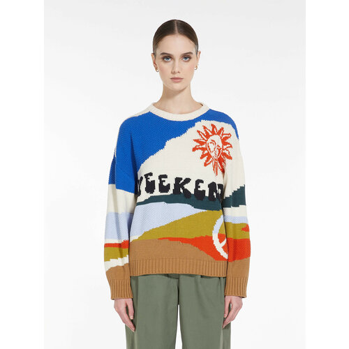 Джемпер Weekend Max Mara, размер S, голубой, бежевый