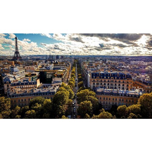 Картина на холсте 110x60 LinxOne "Города париж франция панорама" интерьерная для дома / на стену / на кухню / с подрамником
