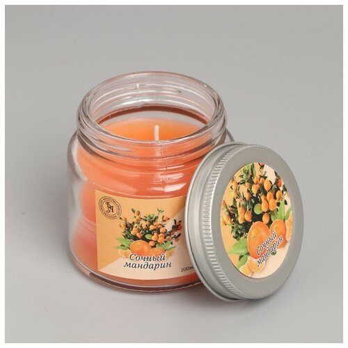 Свеча ароматическая в стекле ТероПром 9338118 6,3см, 100мл, сочный мандарин