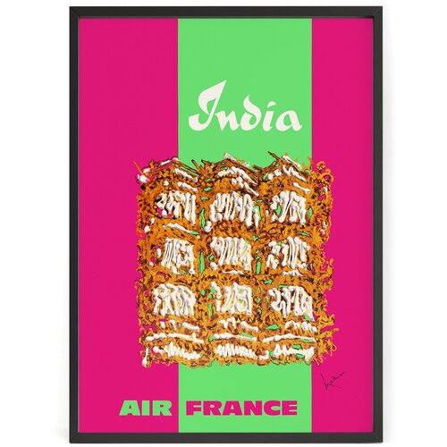 Мид-сенчури тревел плакат на стену Летайте Air France в Индию 1950 год 70 x 50 см в тубусе