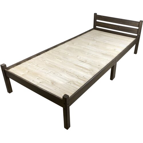Кровать односпальная Классика Компакт сосновая со сплошным основанием, цвет венге, 90х190 см
