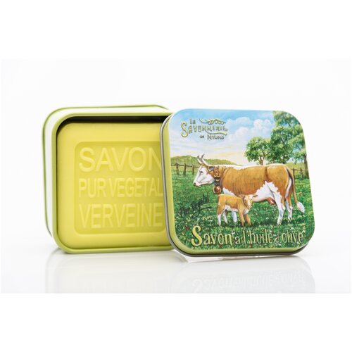 Туалетное парфюмированное мыло: c вербеной в металлической коробке Коровы 10 гр. (La Savonnerie de Nyons, Франция)