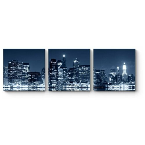 Модульная картина Манхэттен ночью, Нью-Йорк 140x47