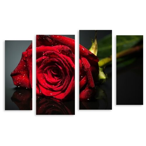 Модульная картина на холсте "Алая роза" 90x60 см
