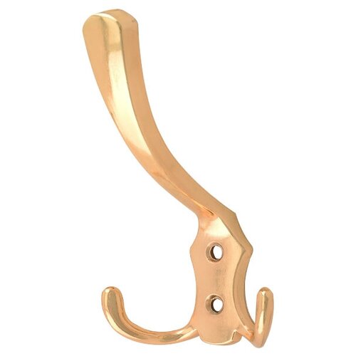 Крючок мебельный, настенный для одежды, металл `SANBERG` 3-х рожковый Классика большой (сатиновое золото)