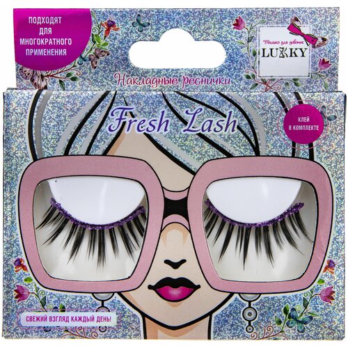 Lukky арт. Т21753 Fresh Lash Реснички накладные с блестящей подводкой "Фиолет" клей в комплекте,