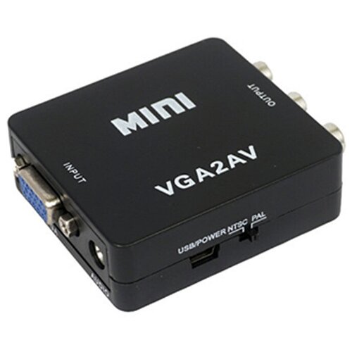 Переходник VGA на AV Mini 1080p VGA2AV (конвертер) черный для монитора PC ТВ