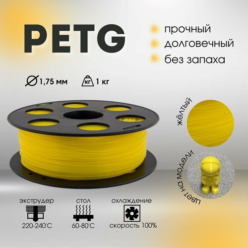 Желтый PETG пластик Bestfilament для 3D-принтеров 1 кг (1,75 мм)