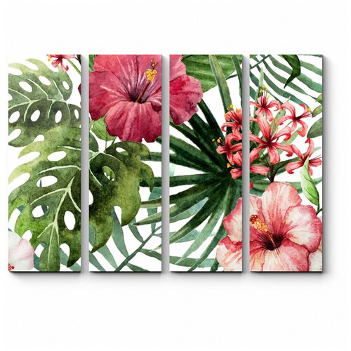Модульная картина Тропические цветы 100x75
