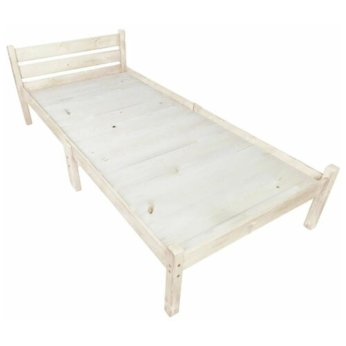Кровать односпальная Классика Компакт сосновая со сплошным основанием, без покраски, 100х200 см
