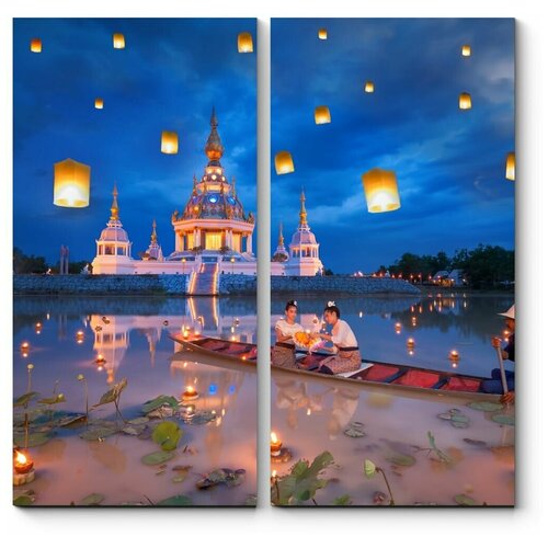 Модульная картина Фестиваль плавающих фонариков, Тайланд80x80