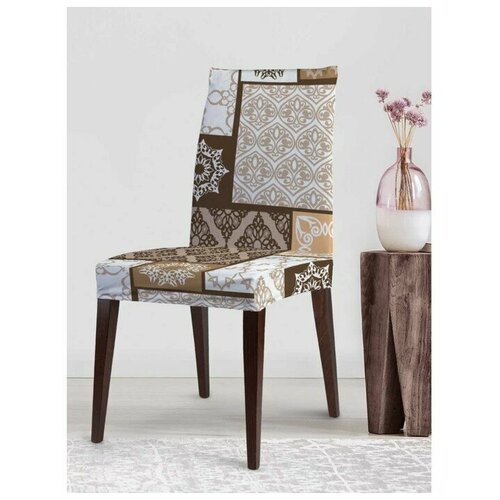 Декоративный чехол на стул JoyArty "Плиточный креатив" со спинкой велюровый