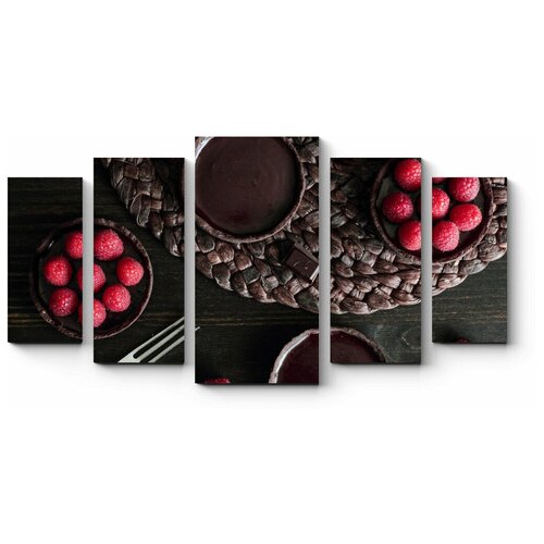 Модульная картина Шоколадный пирог с малиной 180x99