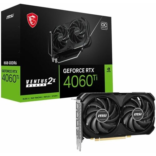 Видеокарта MSI RTX4060Ti VENTUS 2X BLACK 8G OC GDDR6 3xDP HDMI 128bit PCI-E Gen4x8 RTL