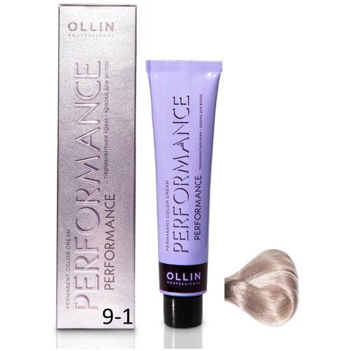 OLLIN Professional Performance перманентная крем-краска для волос, 9/1 блондин пепельный, 60 мл