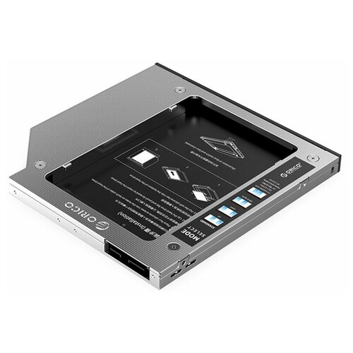 Переходник Optibay ORICO M95SS-SV для установки в ноутбук/моноблок SSD/HDD SATA вместо DVD-привода (9mm), Серебристый ORICO-M95SS-SV