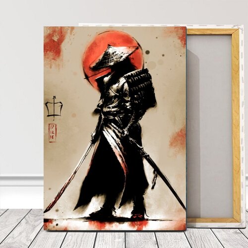 Постер самурай воин япония для интерьера картина на холсте 50*70