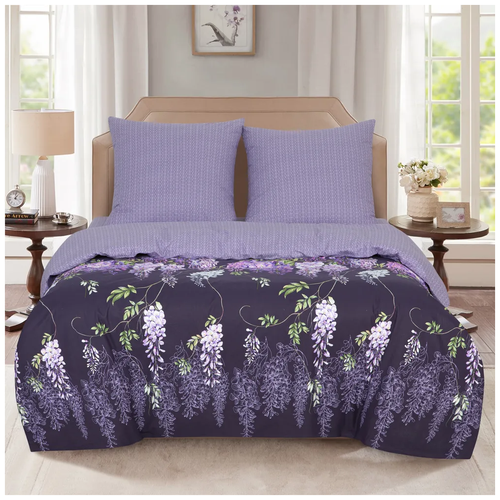 Комплект постельного белья АртПостель De Luxe Глициния, 2-спальное, поплин, фиолетовый
