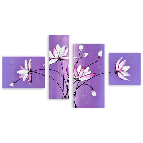 Модульная картина на холсте "Нежные цветы в фиолетовых тонах" 120x72 см