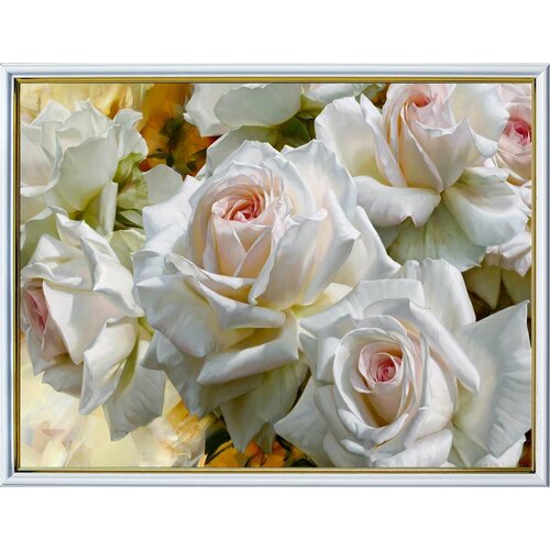 Картина "Белые розы", 30х40 см, художник - Левашов И. Арт. ЛИ6-30х40