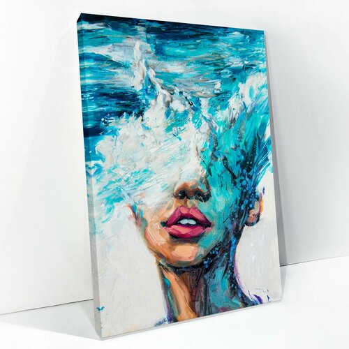 Картина девушка - море на холсте 30х40см