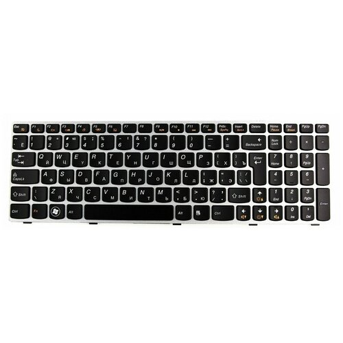 Клавиатура для ноутбука Lenovo B570 V575 Z570 серая рамка P/N: 25-011910, 25-012436, 25-013317