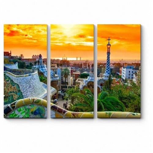 Модульная картина Великолепный закат, Барселона 100x72