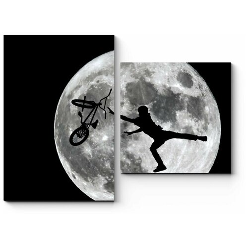 Модульная картина Силуэт байкера на фоне луны 40x30