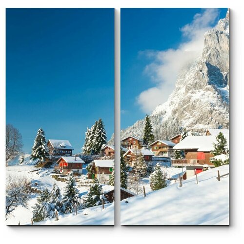 Модульная картина Зимняя Швейцария 70x70