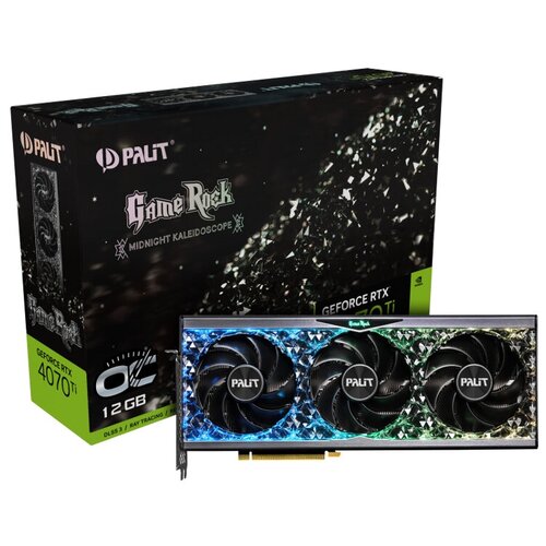 PALIT Видеокарта Palit PCI-E 4.0 RTX4070Ti GAMEROCK OC NVIDIA GeForce RTX 4070TI 12288Mb 192 GDDR6X 2310/21000 HDMIx1 DPx3 HDCP Ret NED407TU19K9-1045G