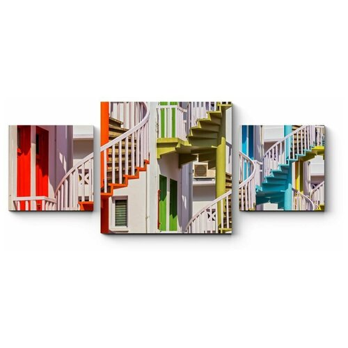 Модульная картина Яркие винтовые лестницы210x90
