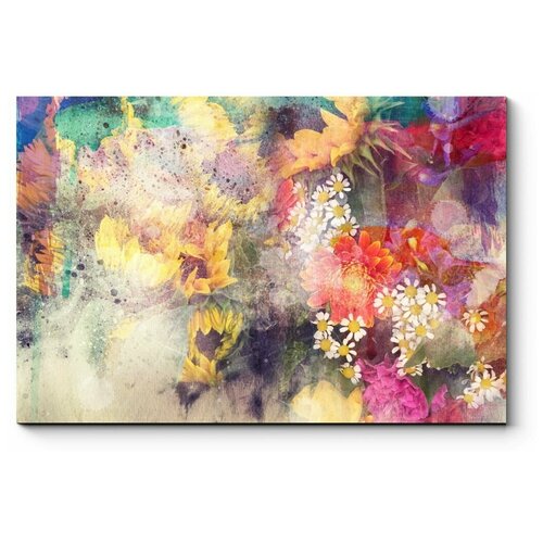 Модульная картина Подсолнухи и полевые цветы 50x33