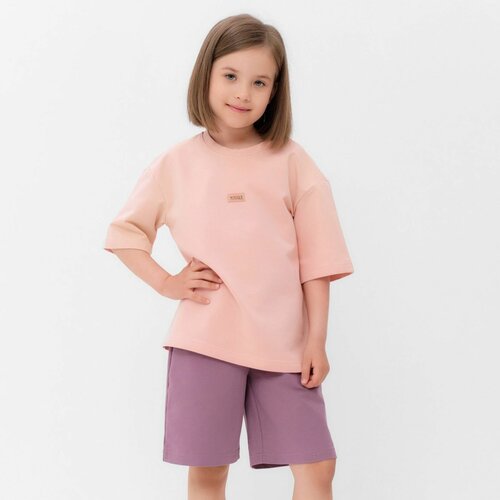 Комплект одежды Minaku, размер 134, бежевый, фиолетовый