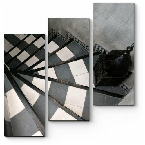 Модульная картина Черно-белая лестница140x149