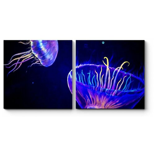 Модульная картина Сияющие медузы130x65