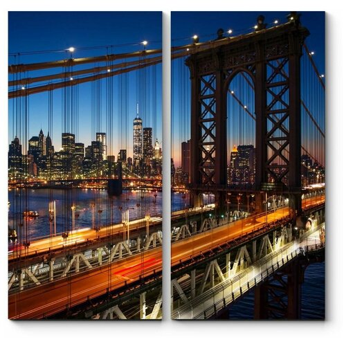 Модульная картина Огни ночного Манхэттена, Нью-Йорк 90x90