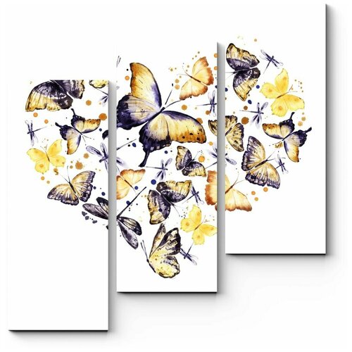 Модульная картина Винтажные бабочки 60x64