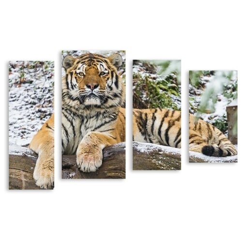 Модульная картина на холсте "Тигр" 90x60 см